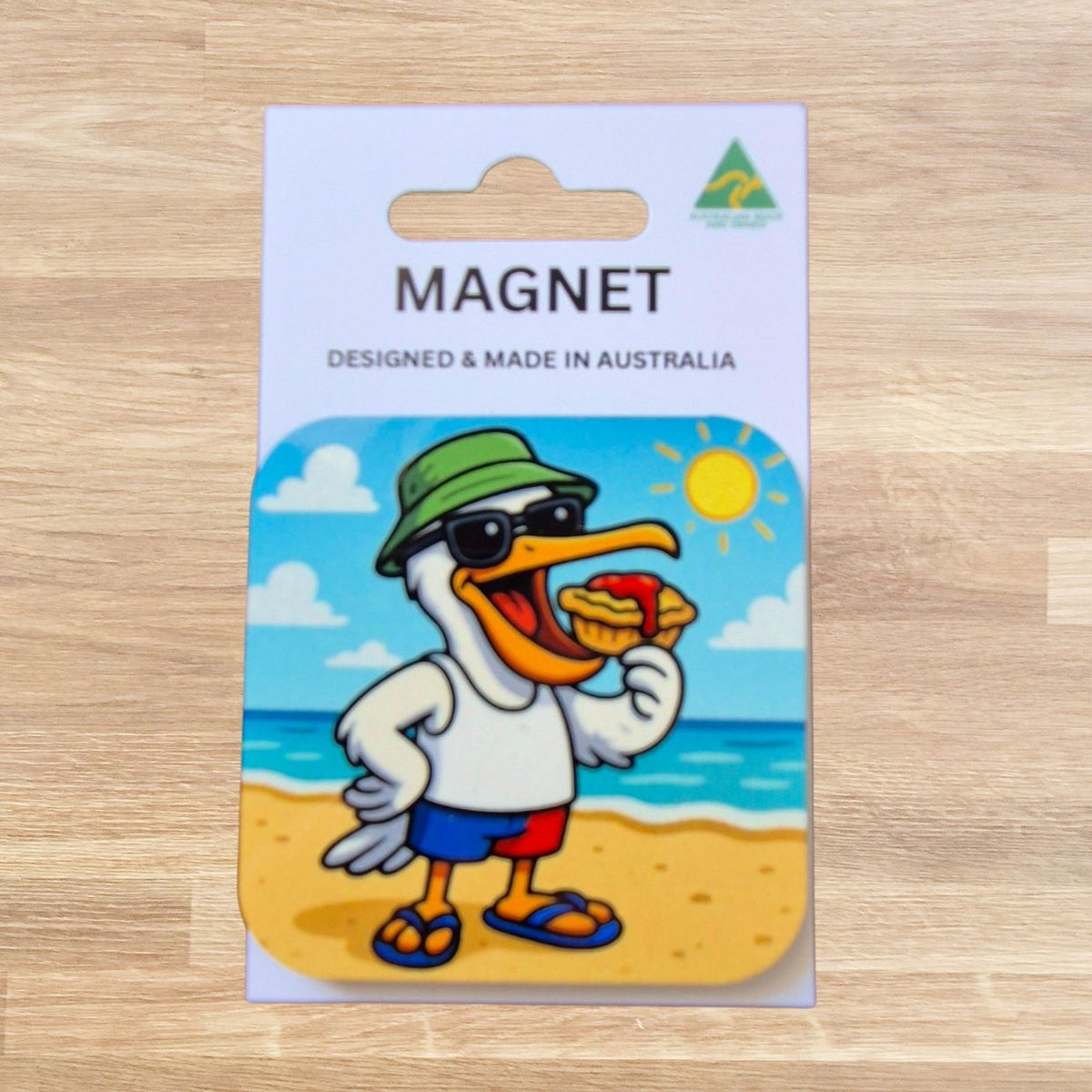 Pelican Magnet | Shorts Thongs Beach Pie Eating Pelican | Australian M ...